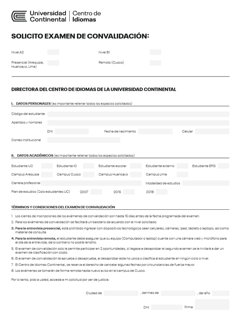 Solicitud Convalidacion | PDF | Informática