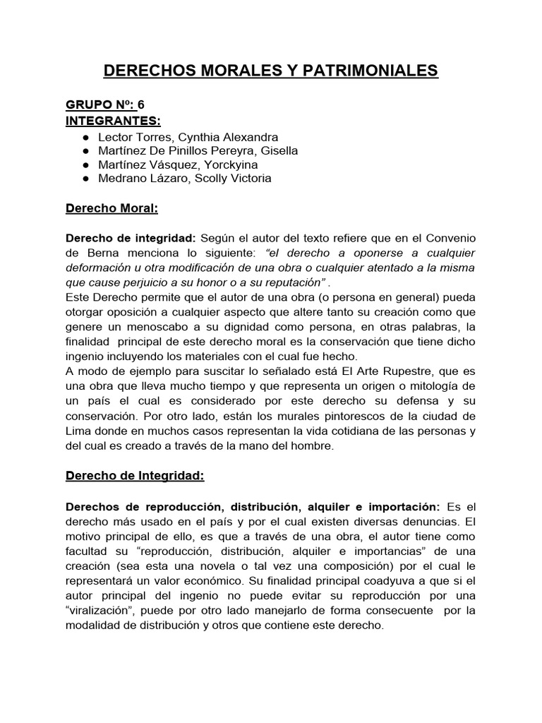 Derecho Morales y Patrimoniales | PDF