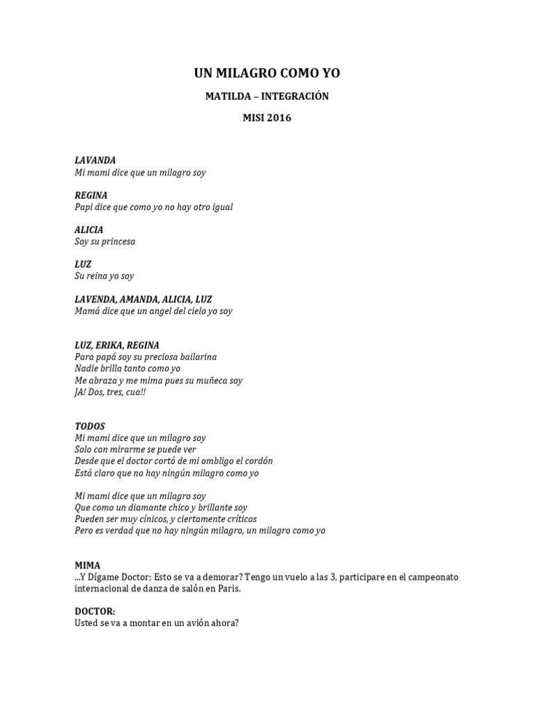 Letra de "Milagro" de Lucybell | PDF