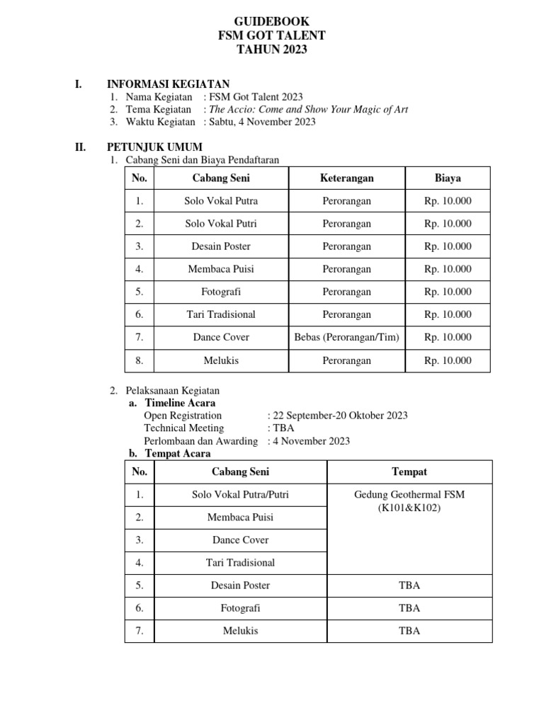 Guide Book FGT 2023 | PDF | Seni