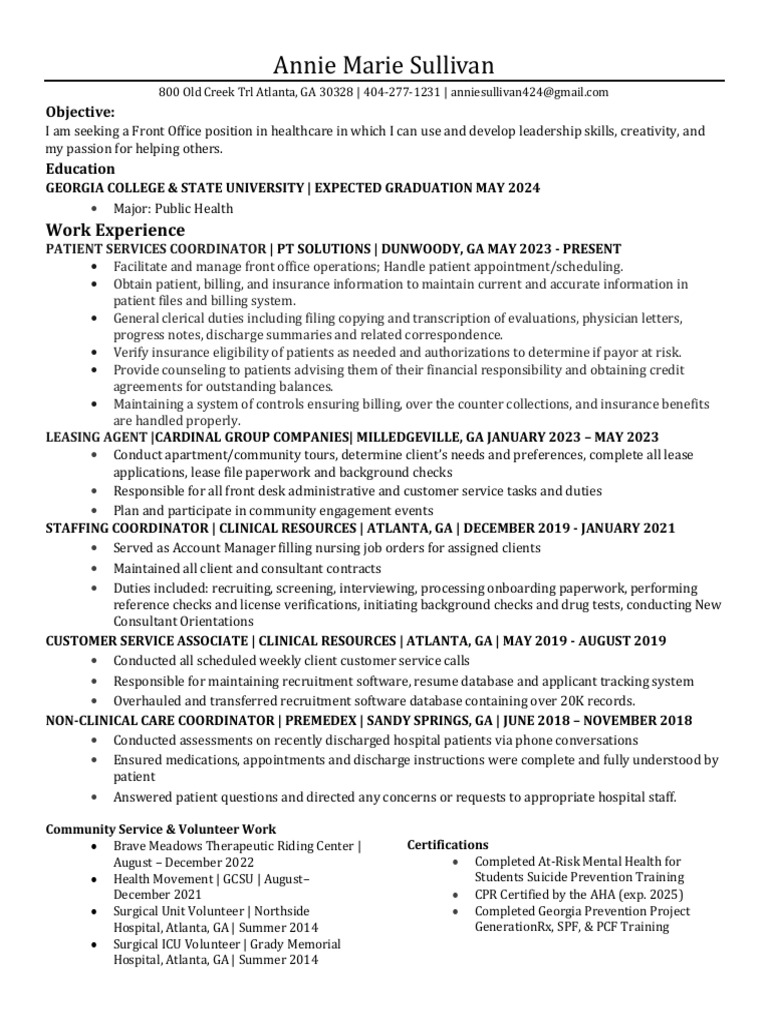 Final Resume For e Portfolio | PDF | Patient | Hospital
