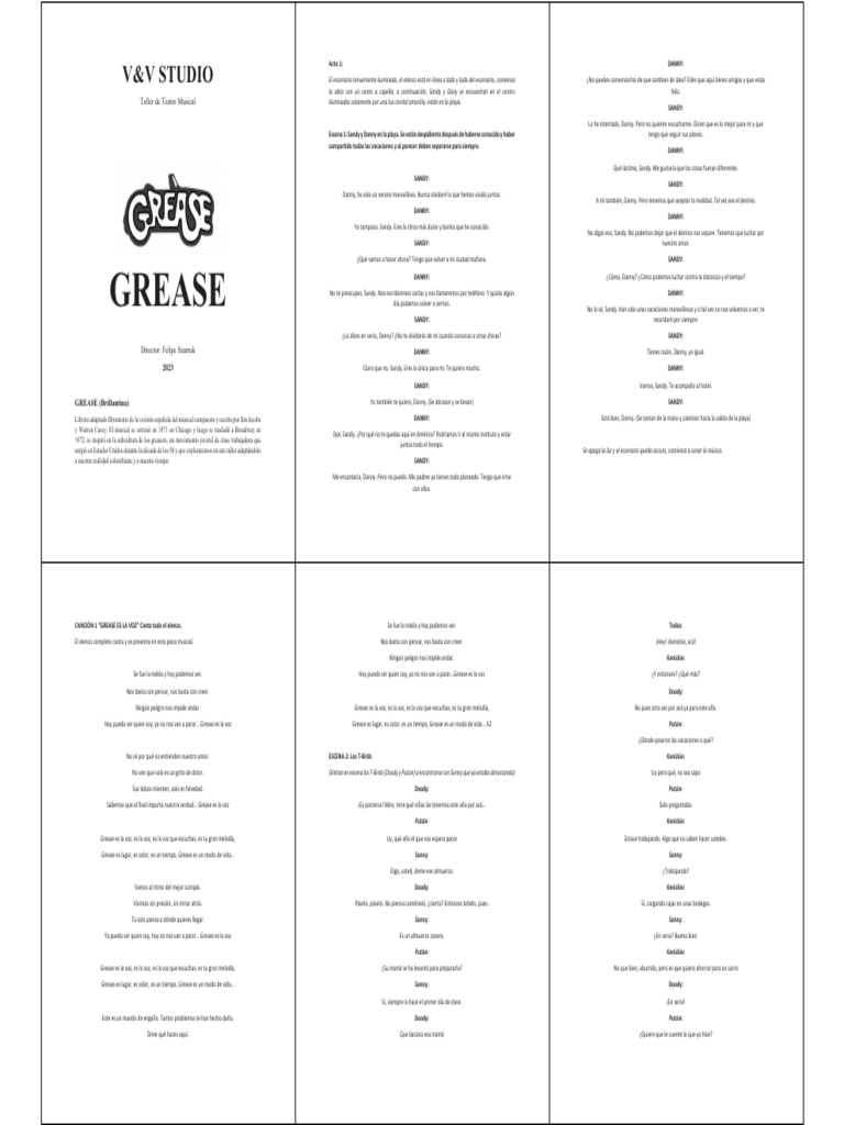 Grease Sábado 27 de Mayo RESUME | PDF