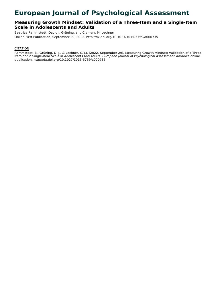 Growth Mindset 1 | PDF | Mindset | Psychometrics