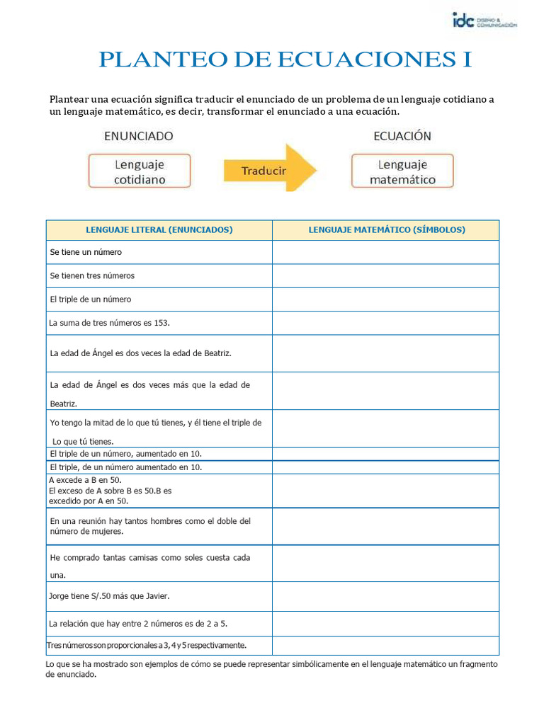 SEMANA 2 - RM - PLANTEO DE ECUACIONES | PDF | Ecuaciones SEMANA 2 - RM - PLANTEO DE ECUACIONES | PDF | Ecuaciones