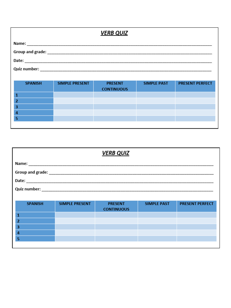 Spanish Verb Tense Quiz | PDF