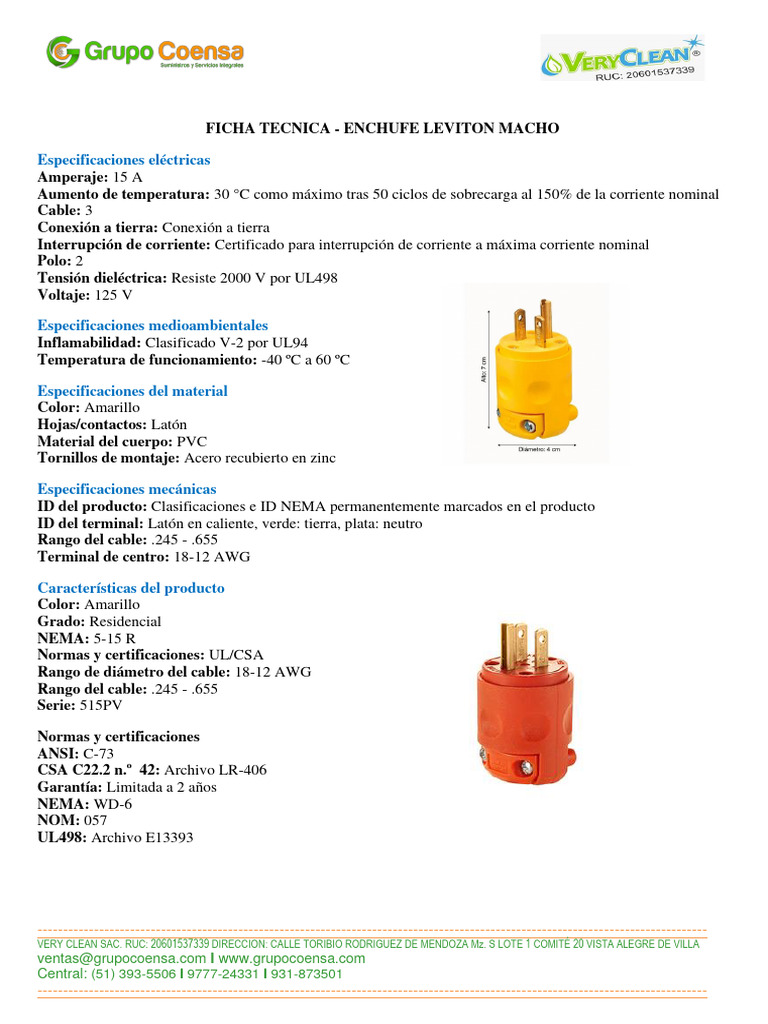 Ficha Tecnica - Enchue Levinton Macho | PDF