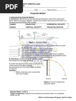 Projectile Motion: Learning Activity Sheets (LAS) | PDF | Projectiles | Euclidean Vector