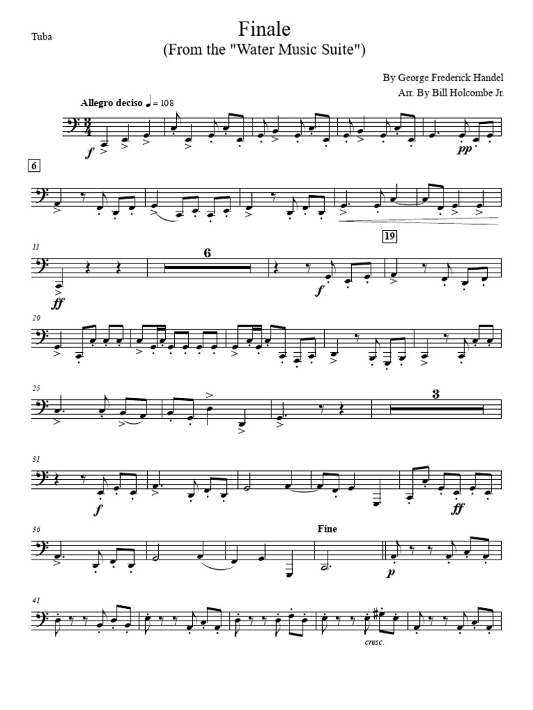 Finale (Water Music) - Tuba | PDF
