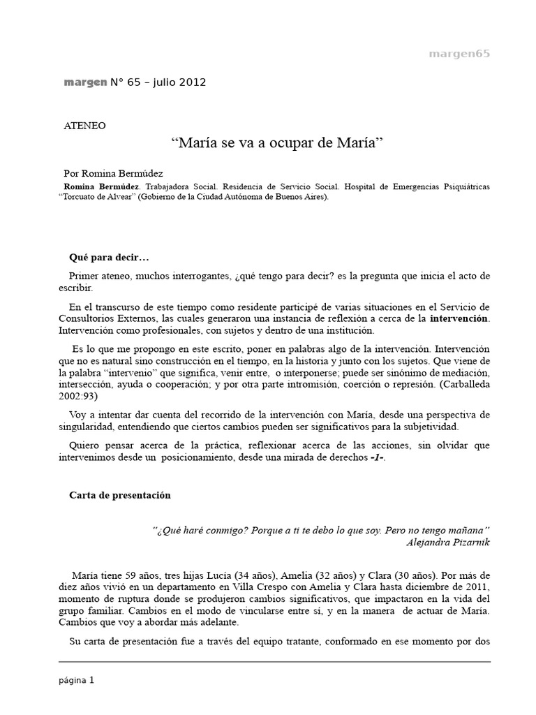 Maria Se Va A Ocupar de Maria | PDF | Trabajo Social | Pensión