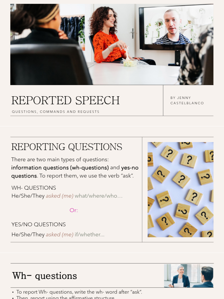Reported Speech - Questions, Commands and Requests | PDF | Question | Verb