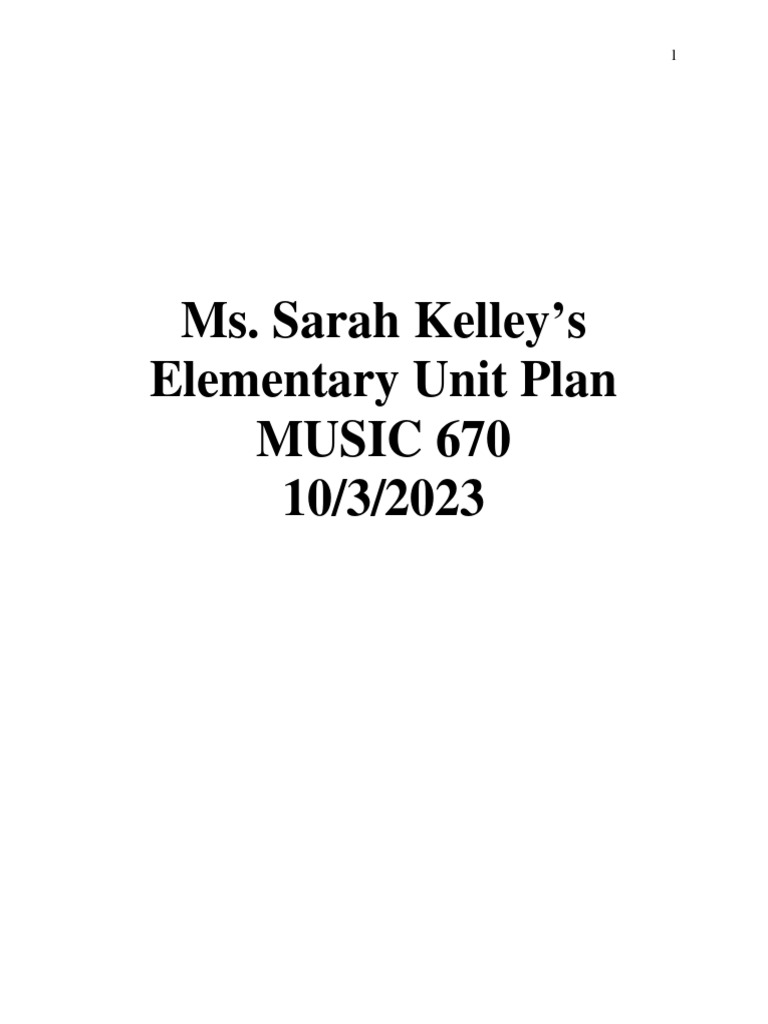 Elementary Unit Plan 1 | Download Free PDF | Rhythm | Music Education