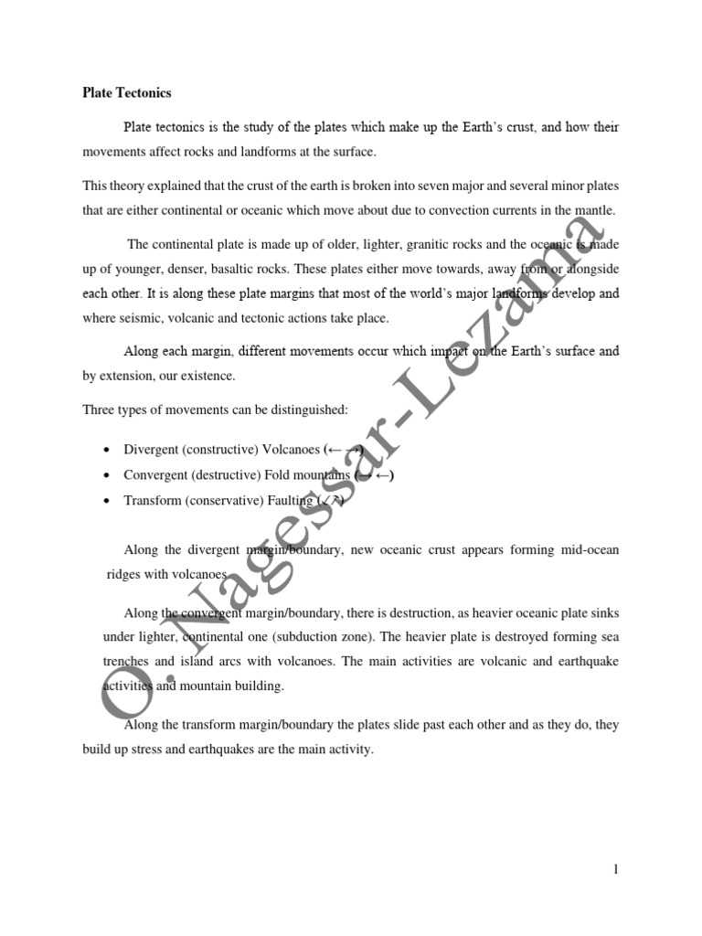Geographical Phenomena Handout 1 | PDF | Plate Tectonics | Volcano