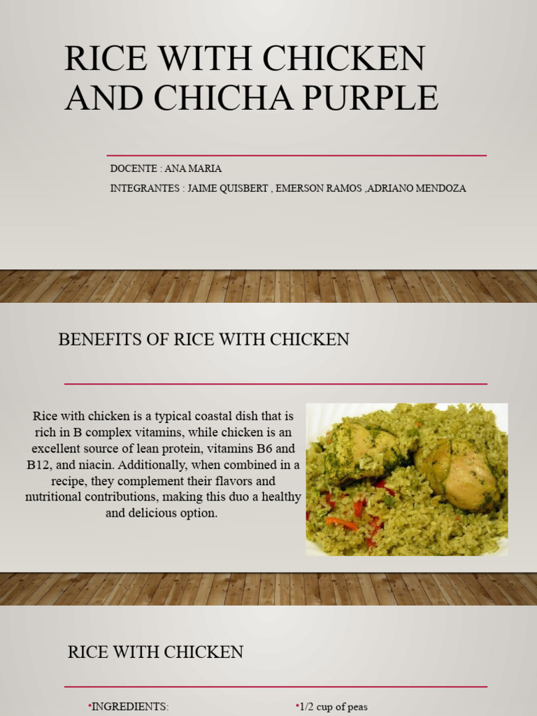 RICE WITH CHICKEN AND CHICHA Purple | PDF | Coriander | Carrot