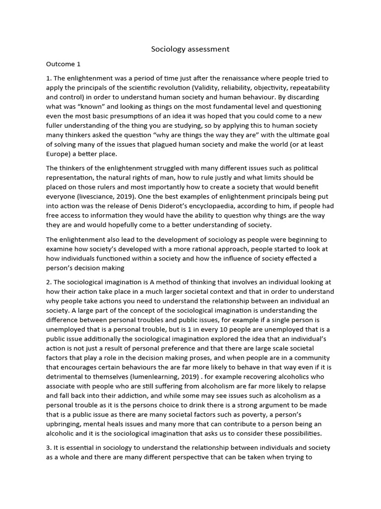 Sociology assessment | PDF | Sociology | Socialization