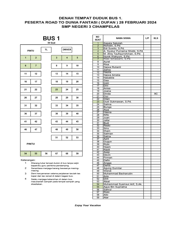 Denah-Bus Road To Dufan 2024 | PDF