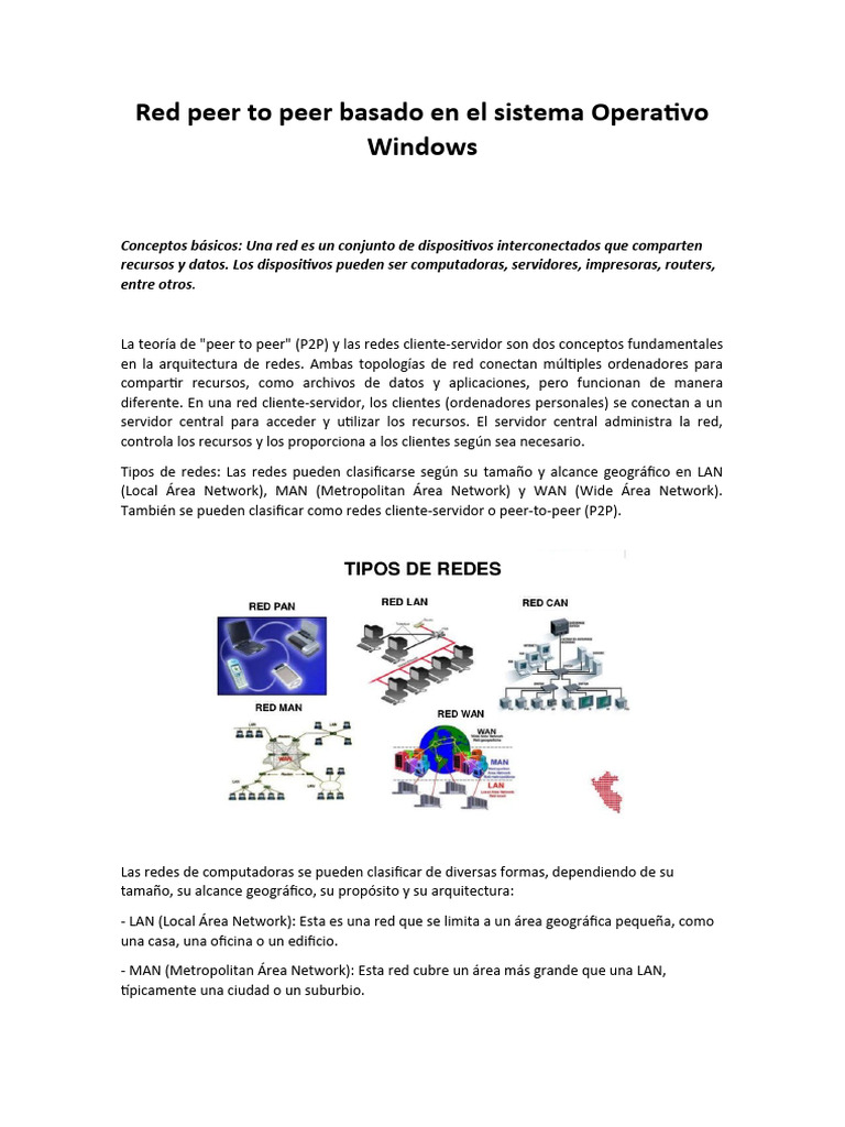 Red peer to peer basado en el sistema Operativo Windows_ | PDF | Red de ...