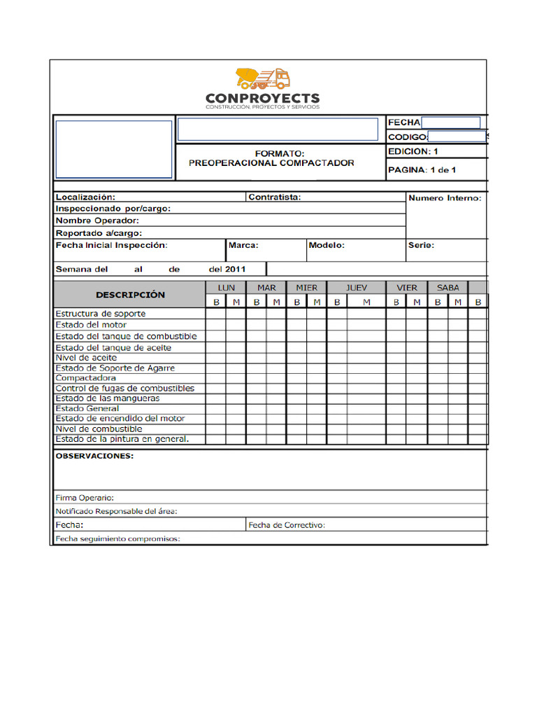 Check List Vibro Compactador 2 | PDF