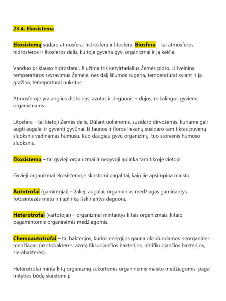 Ekosistema Atsakymai | PDF