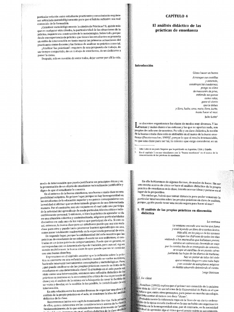 Steiman J. - El Análisis Didáctico de Las Prácticas de Enseñanza. Capítulo 4 | PDF | Pensamiento ...
