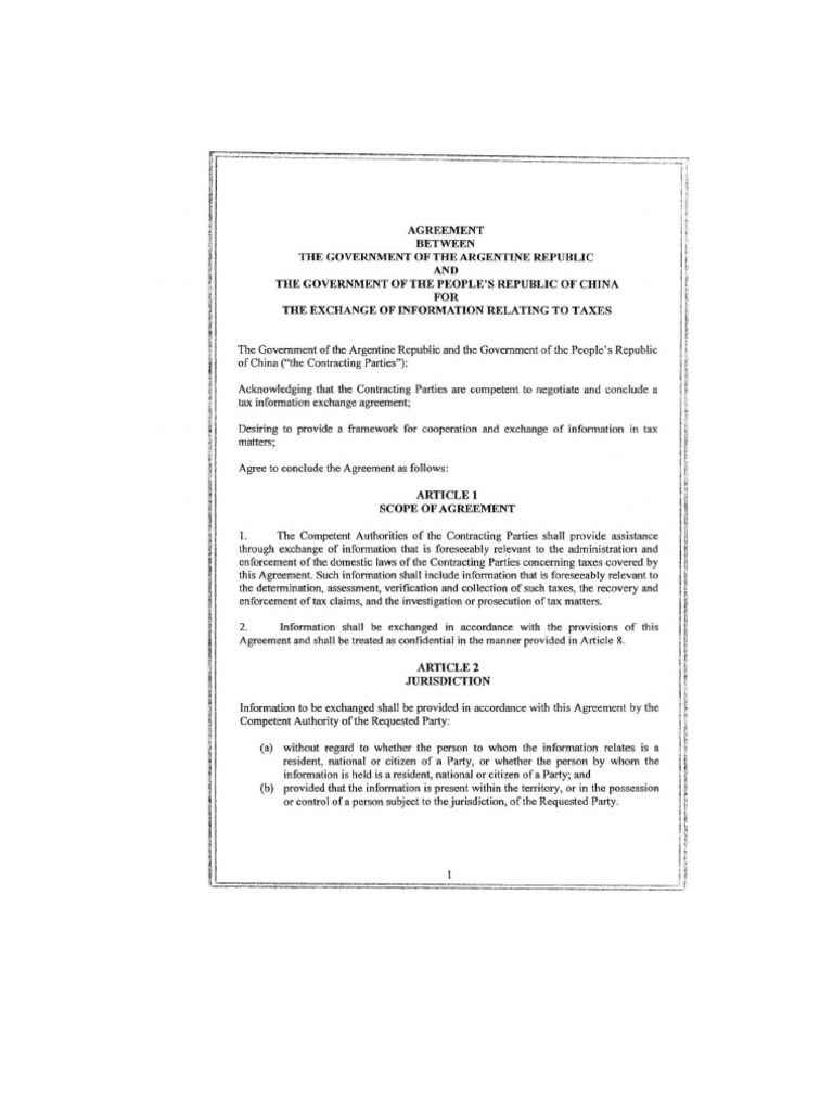 TIEA Agreement Between Argentina and China | PDF | Stock Exchange | Trust Law