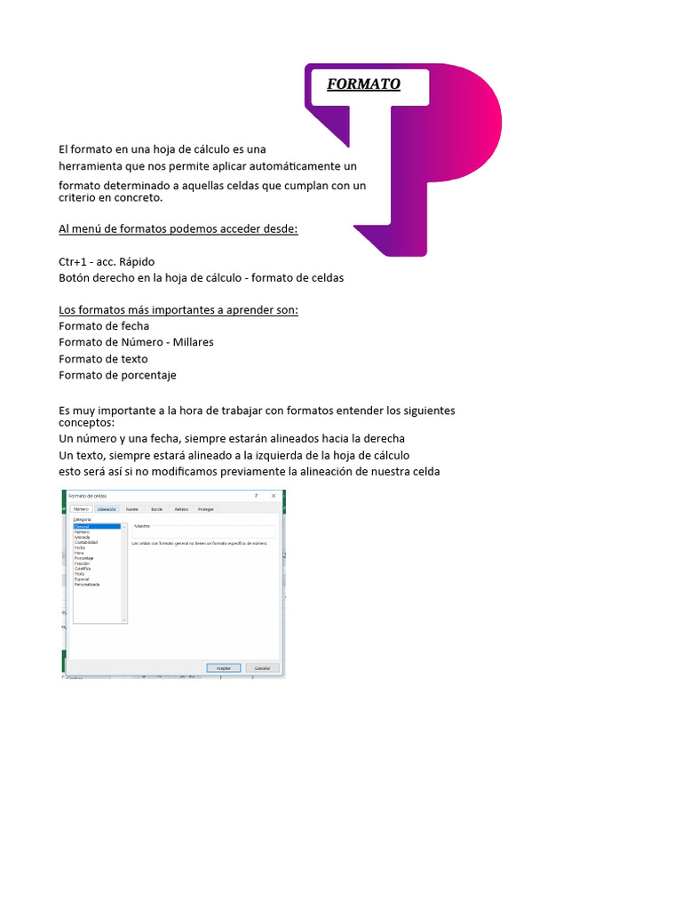 Formatos Esenciales en Hojas de Cálculo | PDF | Hoja de cálculo | Programación de computadoras