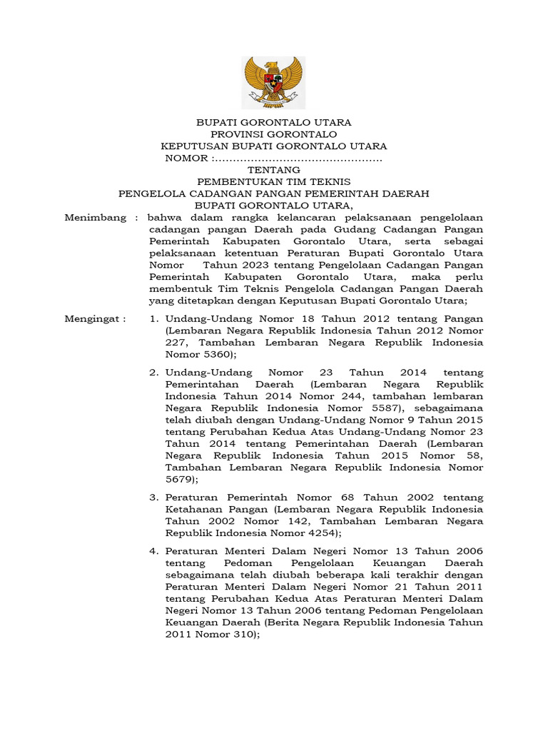 SK Bupati Tim Teknis CPPD | PDF