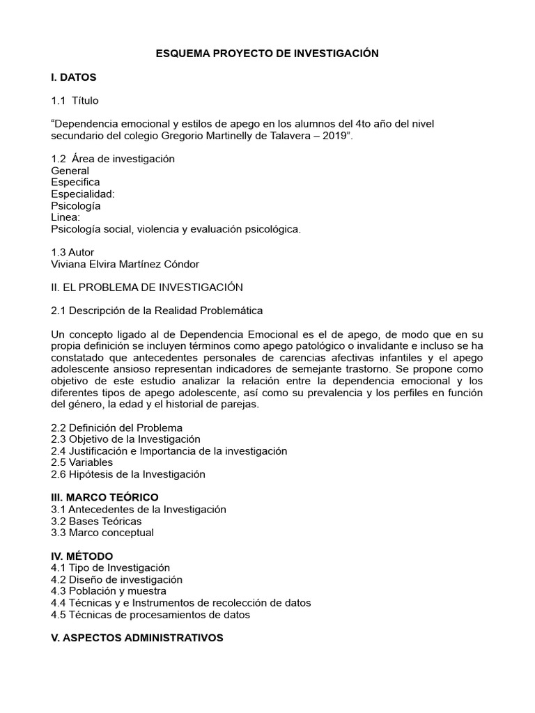 Esquema de Proyecto de Investigación | PDF