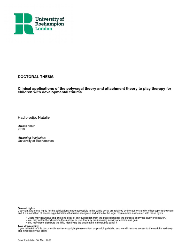 Clinical Applications of The Polyvagal Theory and Attachment Theory To Play Therapy For Children ...