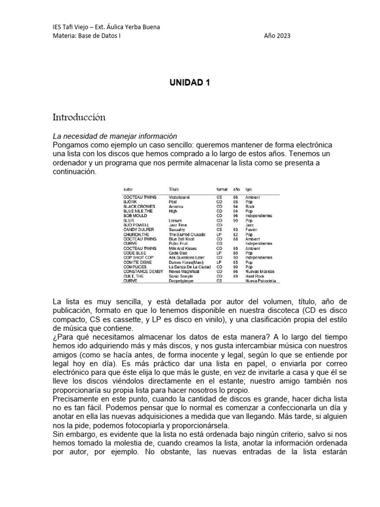 Introducción a Bases de Datos 2023 | PDF | Bases de datos | Base de ...