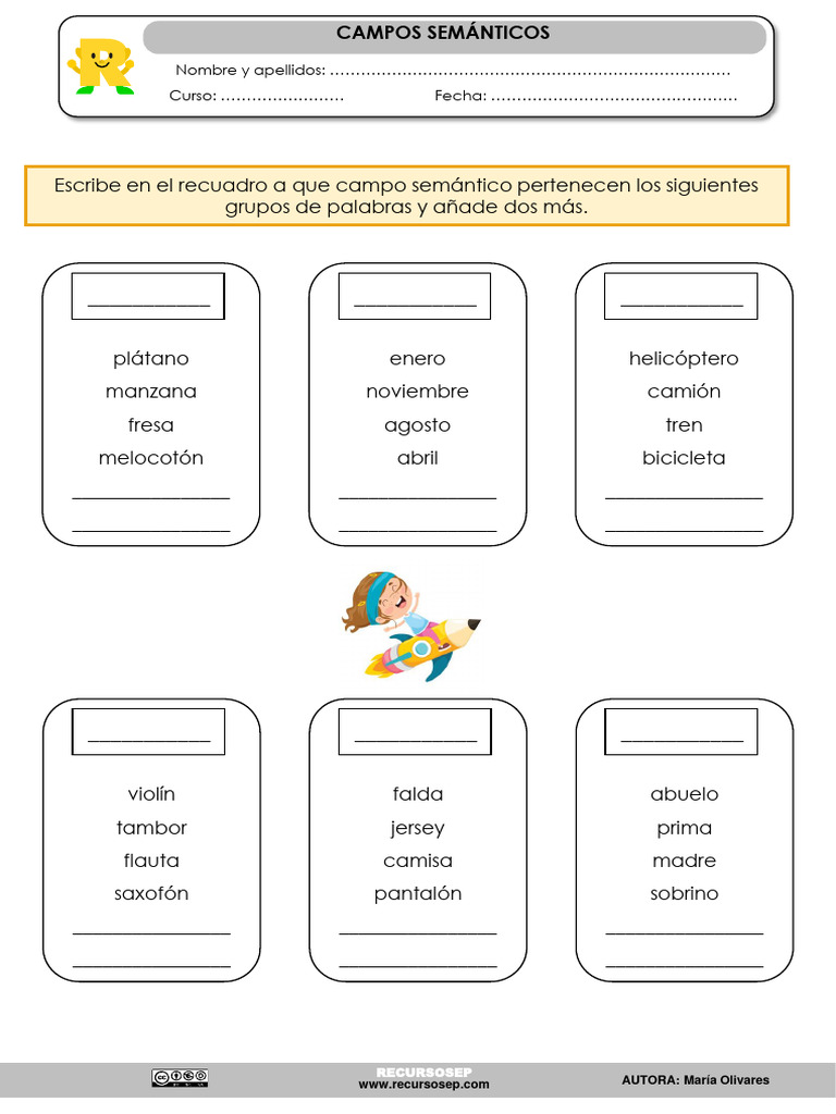 Ejercicios de Campos Semánticos para Niños | PDF