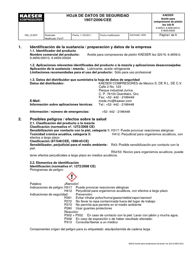 7.-ACEITE SINTETICO KEASER SB-320 OMEGA | PDF | Combustible diesel