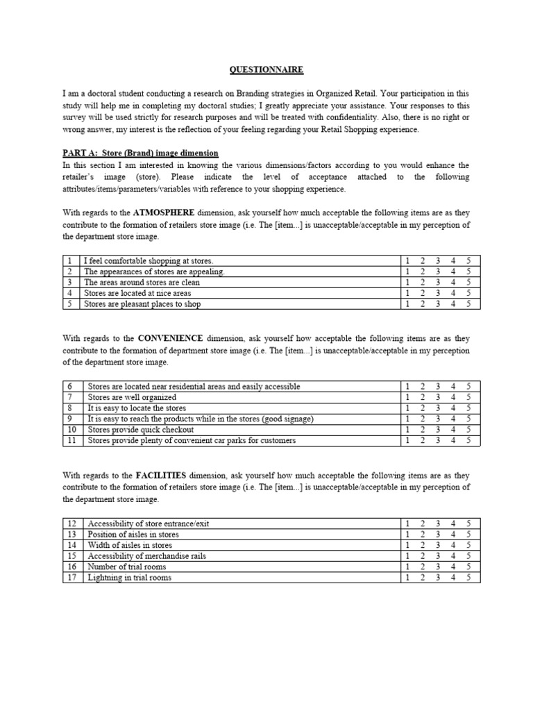 Final Questionnaire | PDF | Retail | Customer Satisfaction