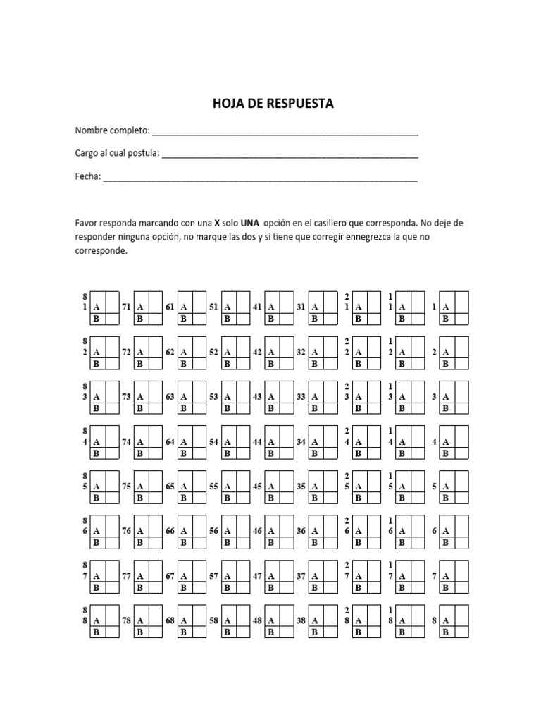 Hoja de Respuesta Papi | PDF