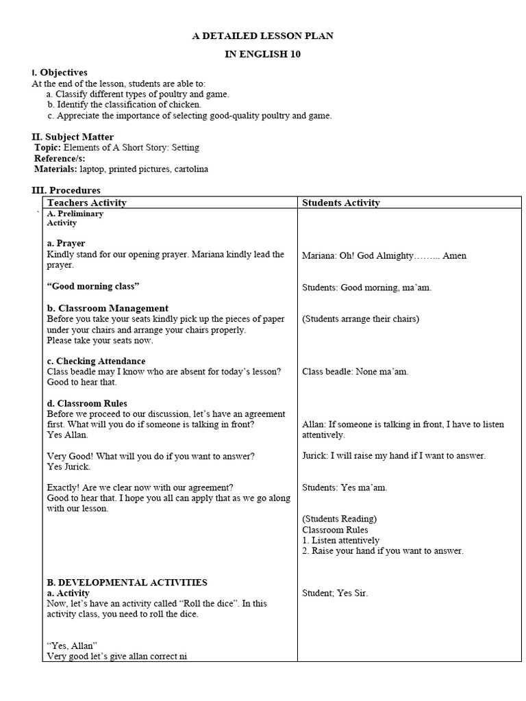 DETAILED LESSON PLAN (4a's) Anjelina | Download Free PDF | Poultry ...