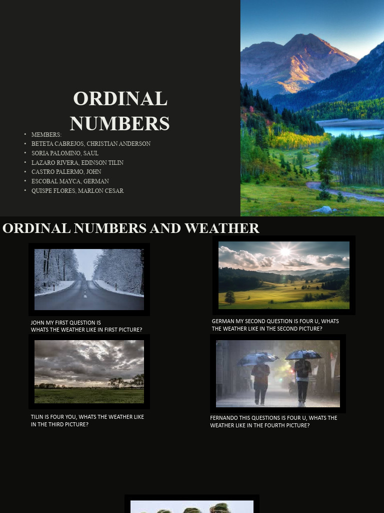Ordinal Numbers and Weather Questions | PDF | Sports & Recreation | Art