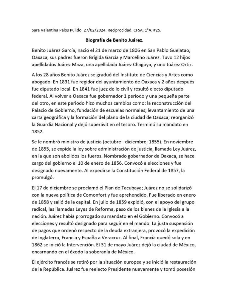 Biografía de Benito Juárez García | PDF | Gobierno | México