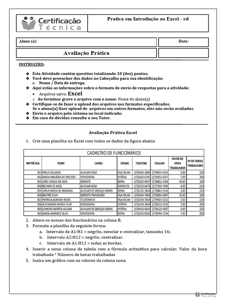 Atividade Pratica de Excel | PDF