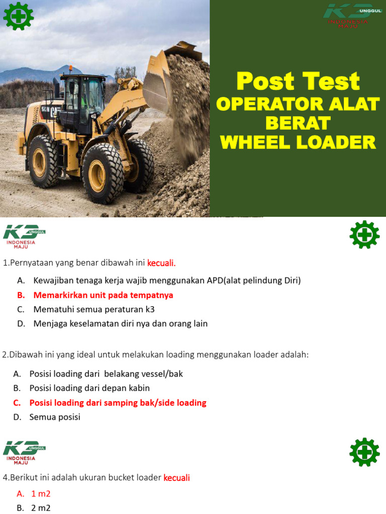 Ujian Operator Wheel Loader dan K3 | PDF