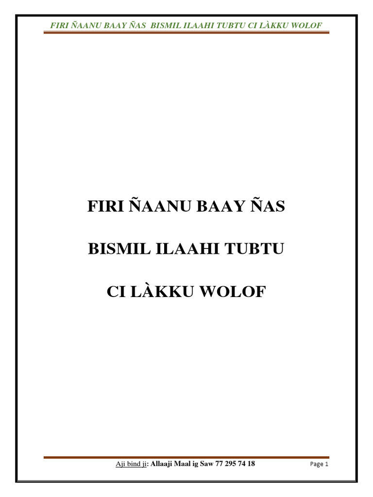 Firi Bismil Ilaahi Tubtu Ci Làkku Wolof | PDF | Religion & Spirituality