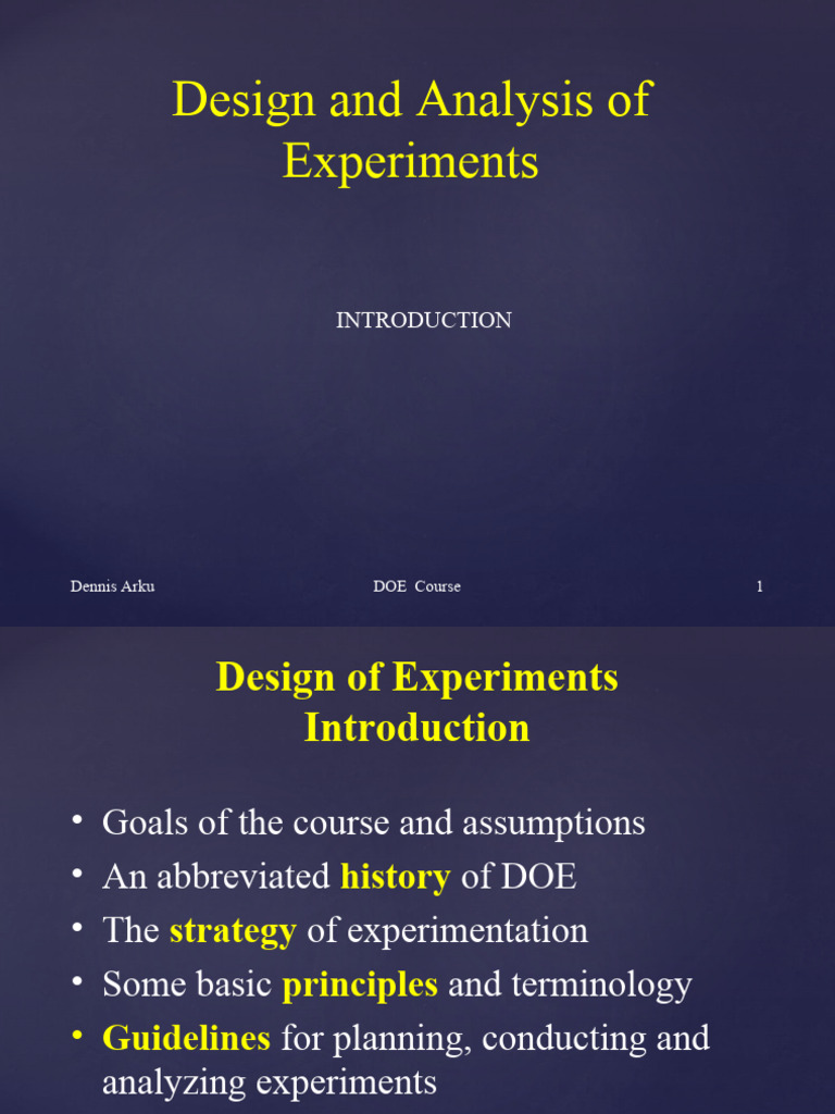 Design and Analysis of Experiments: Dennis Arku DOE Course 1 | PDF ...