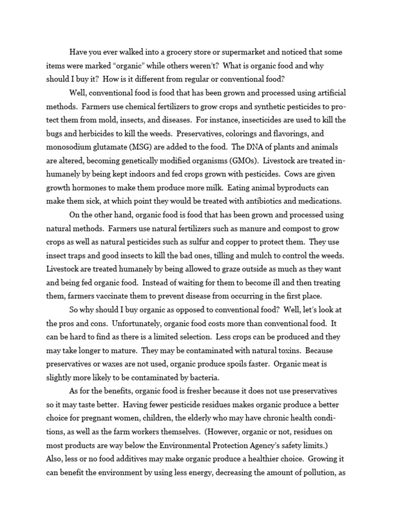 Organic vs Conventional Food Guide | PDF | Organic Foods | Agriculture
