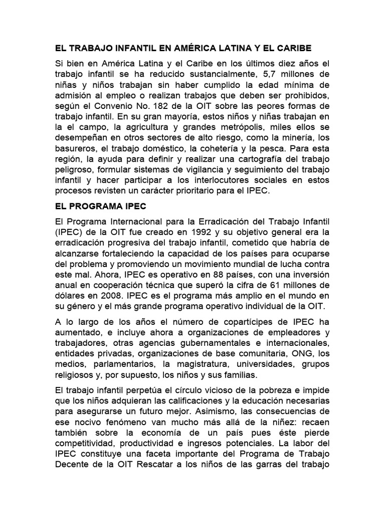 El Trabajo Infantil en América Latina y El Caribe | Descargar gratis ...