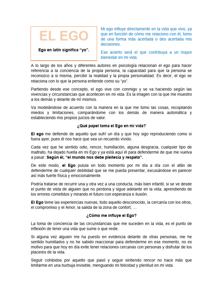 El Ego | PDF | Yo | Amor