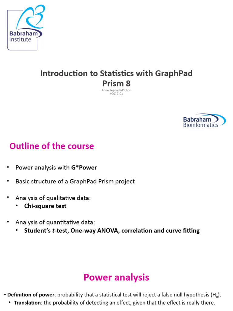 Introduction To Statistics With GraphPad Prism Slides | PDF | Standard ...