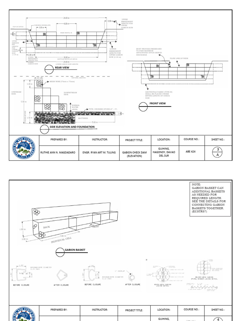 Gabion Check Dam Design Details | PDF | Bodies Of Water | Water