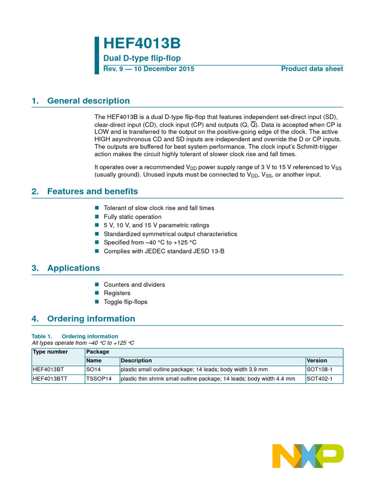 HEF4013BT | PDF | Digital Electronics | Electronic Design