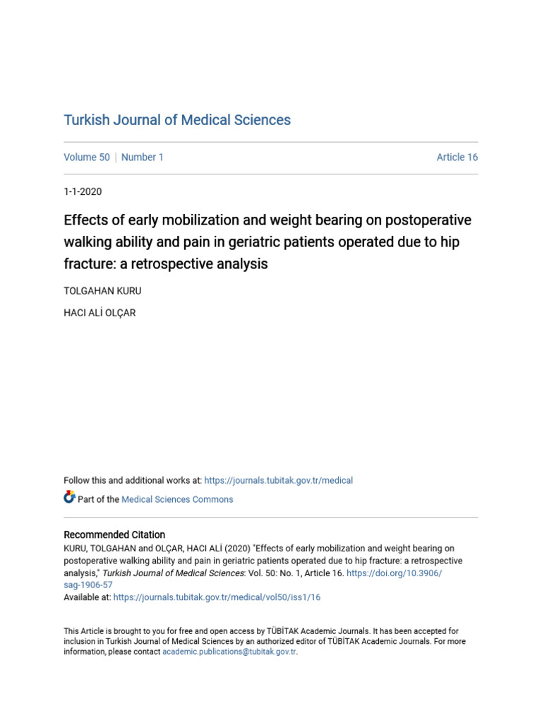 Effects of Early Mobilization and Weight Bearing On Postoperative | PDF ...