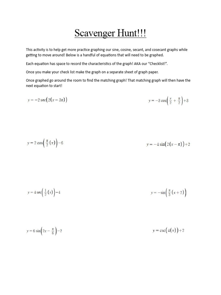 Graphing Scavenger Hunt | PDF