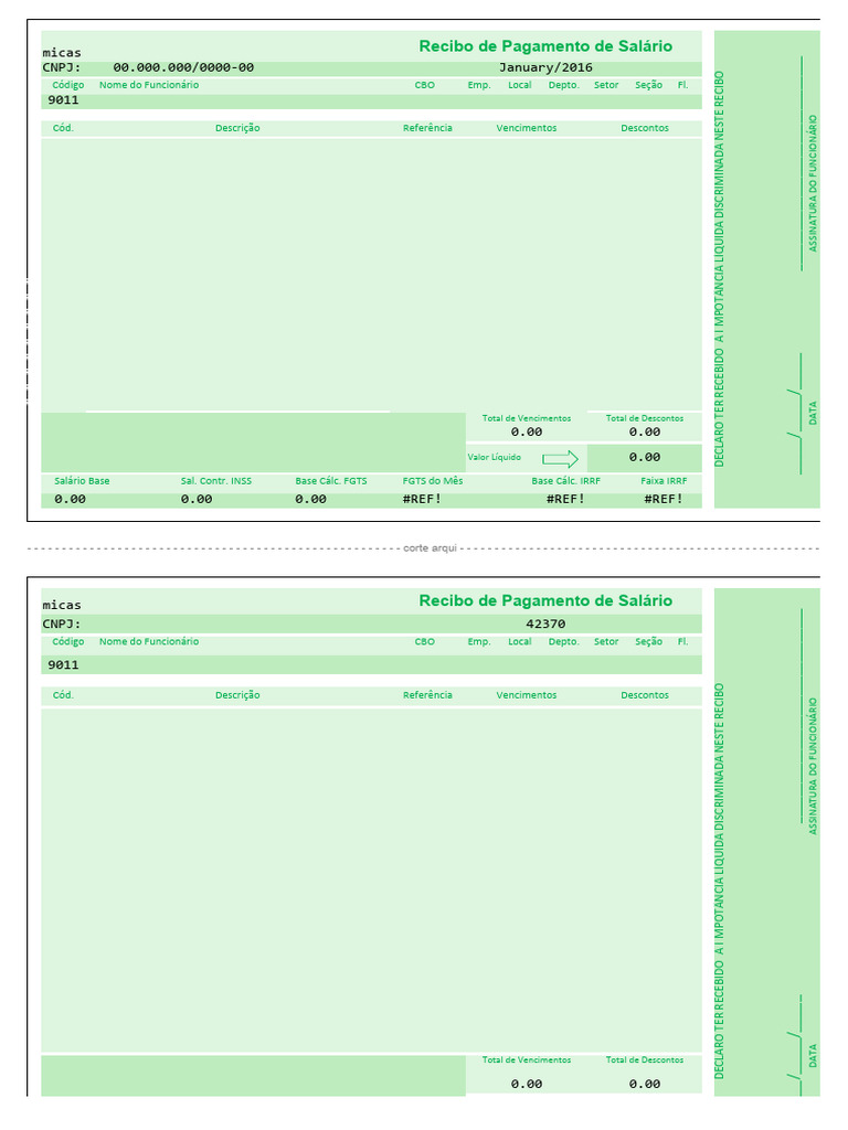 Modelo de Holerite Recibo Gratis | PDF
