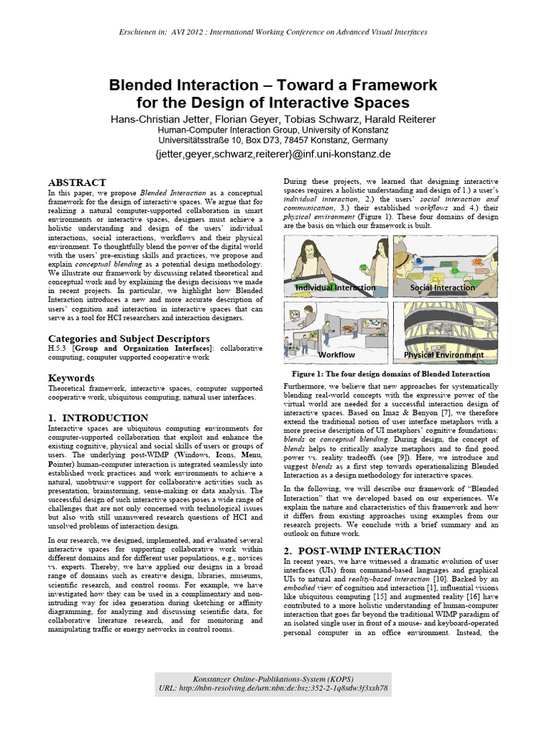 Blended Interaction - Toward A Framework For The Design of Interactive ...